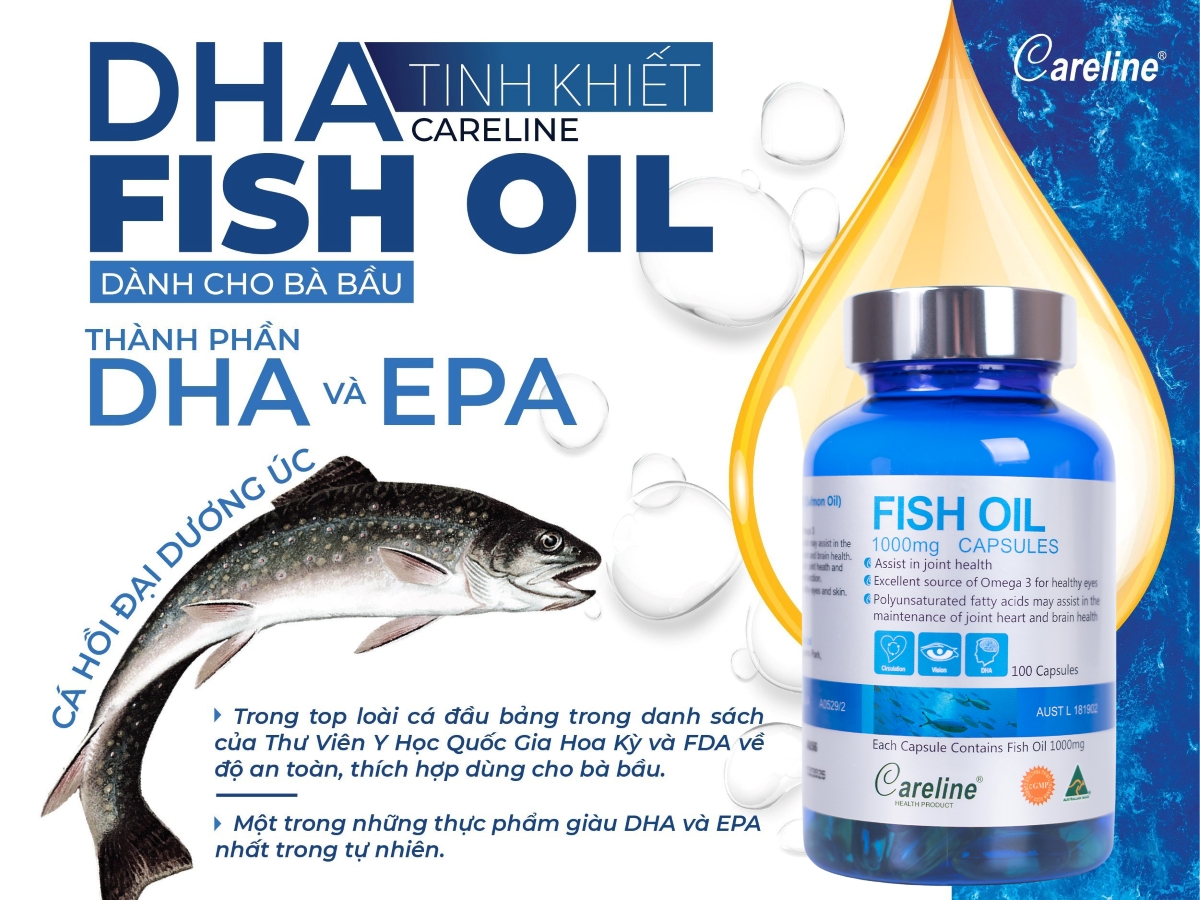 DHA cho bà bầu và sau sinh từ cá hồi Careline Fish Oil